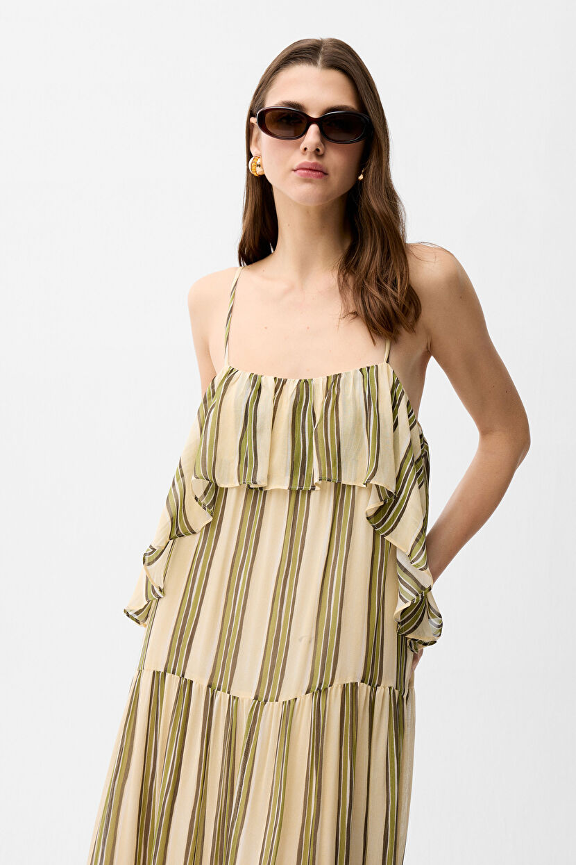Yellow Striped Sleeveless Dress with Flywheel 12446488000-104 | adL